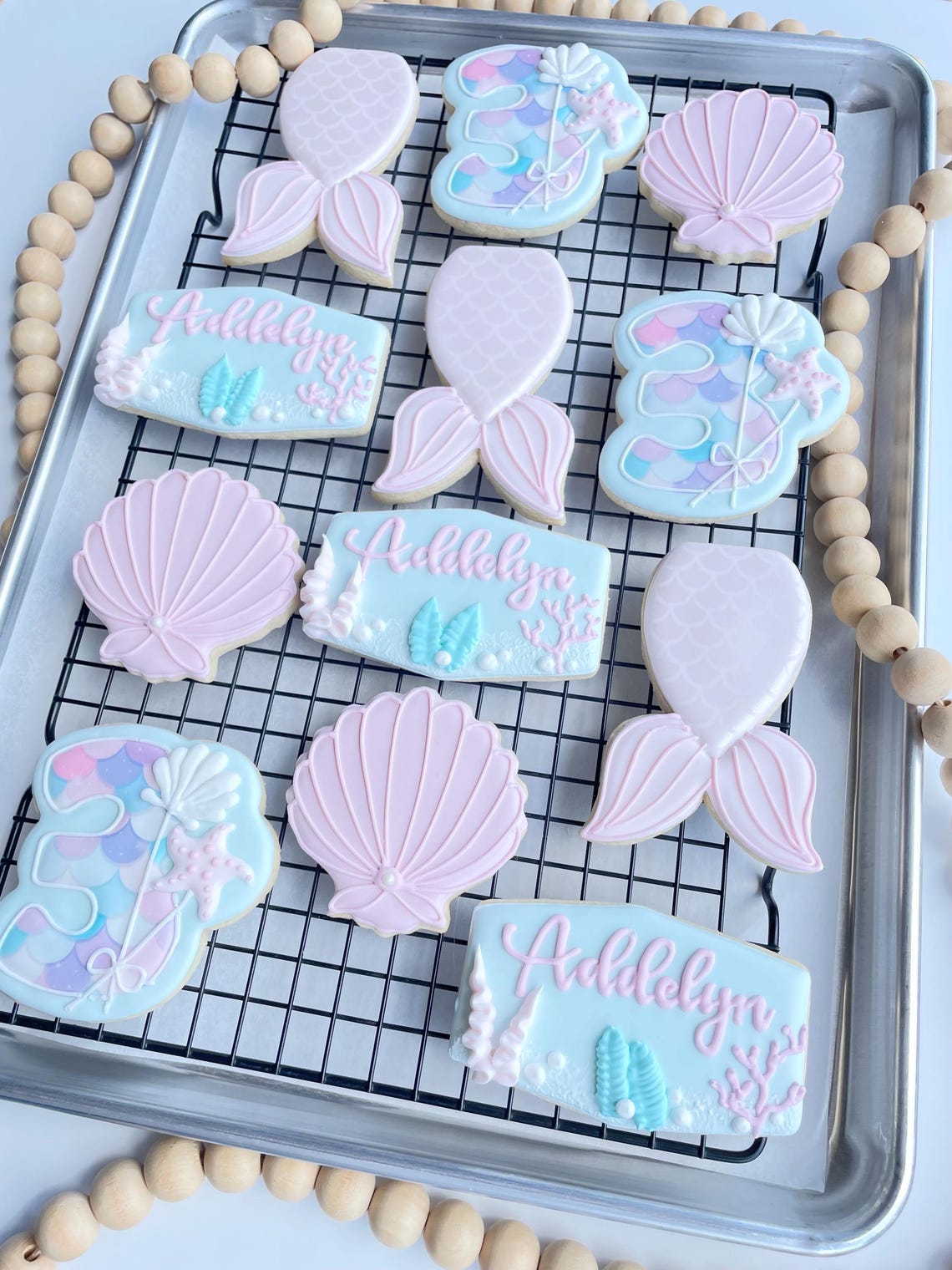 Mermaid Tail, Under the Sea Theme Decorated Sugar Cookies, 1 Dozen ...