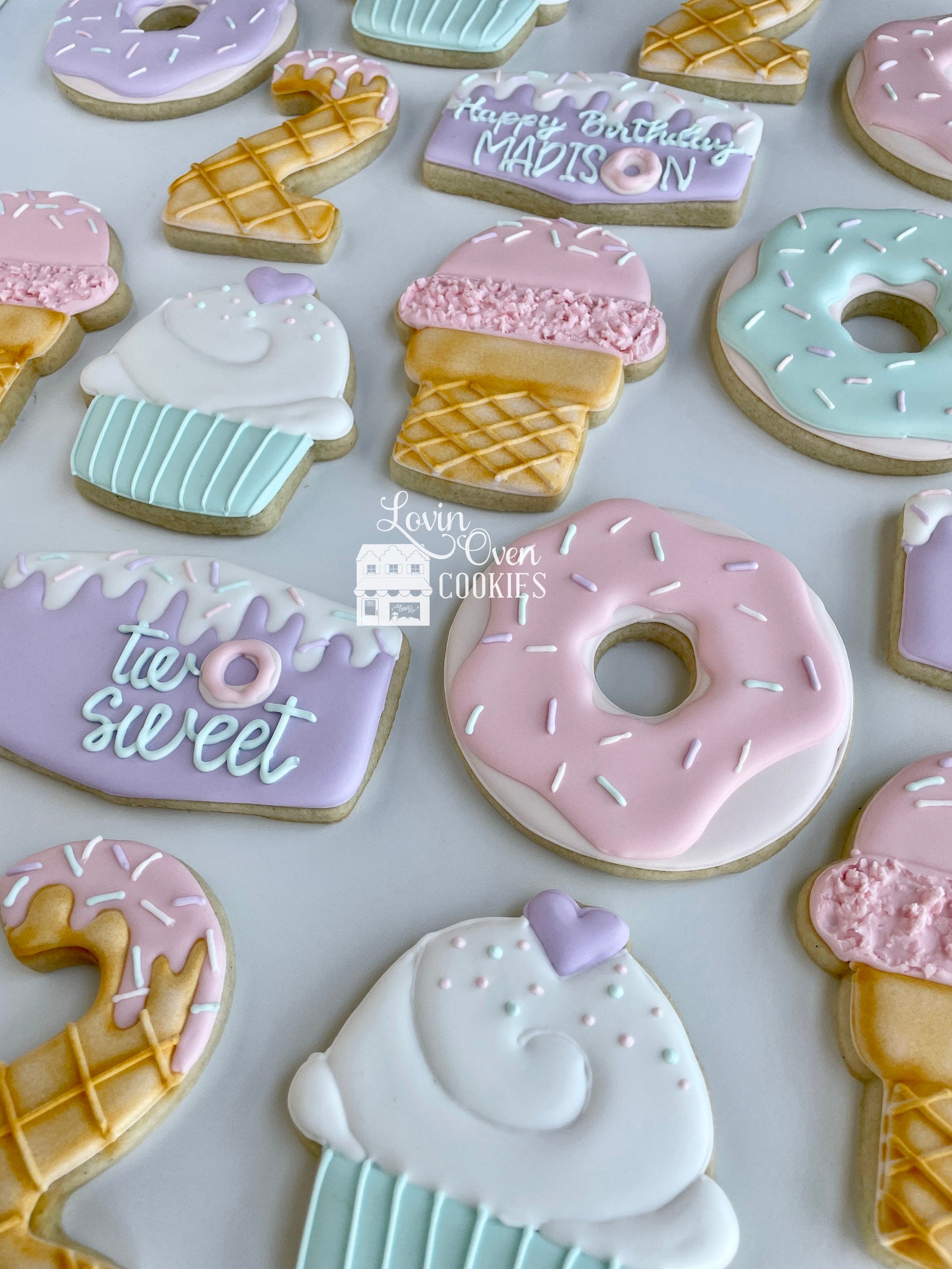 Two Sweet Decorated Sugar Cookies One Dozen Birthday Party - Etsy