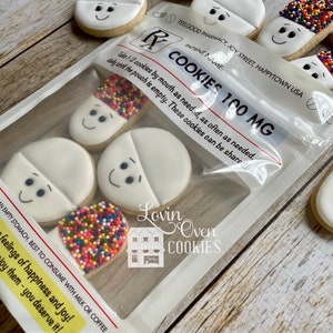 Happy Pill Decorated Sugar Cookies, 1 Dozen Mini Cookies, Get Well Gift ...