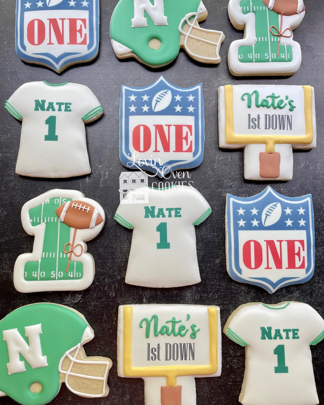 Football Themed Decorated Sugar Cookies, 1 Dozen Cookies, Birthday ...