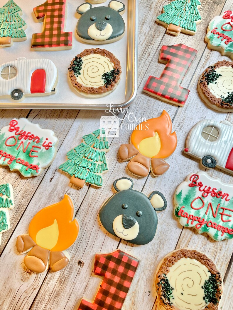 One Happy Camper Theme Decorated Sugar Cookie 1 Dozen | Etsy