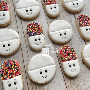 Happy Pill Decorated Sugar Cookies, 1 Dozen Mini Cookies, Get Well Gift ...