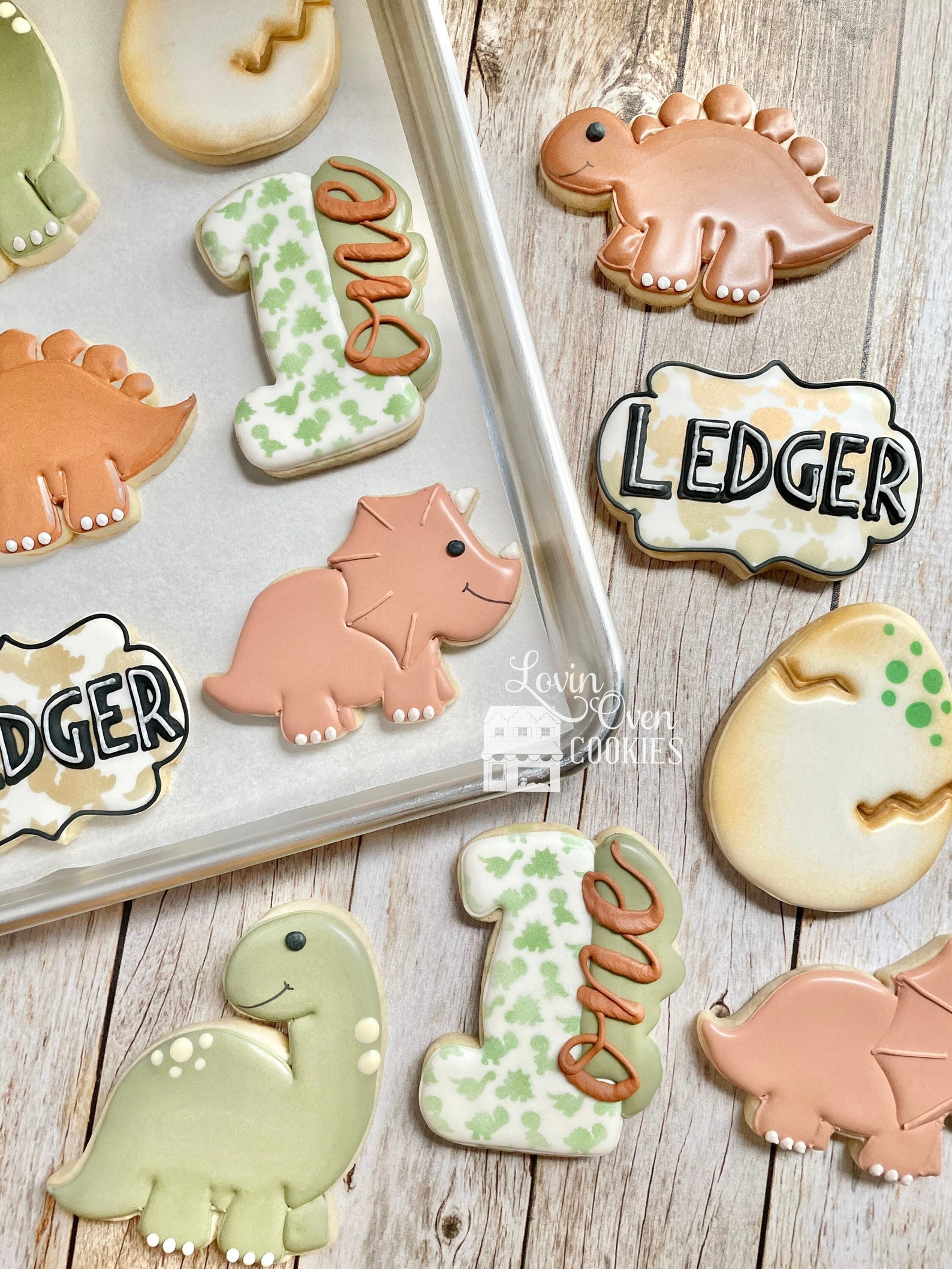 Dinosaur Themed Decorated Sugar Cookies, 1 Dozen Cookies, Dino Cookies ...