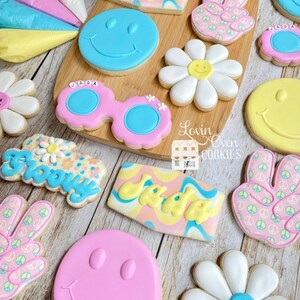 Two Groovy Decorated Sugar Cookies One Dozen Birthday Party Groovy ...