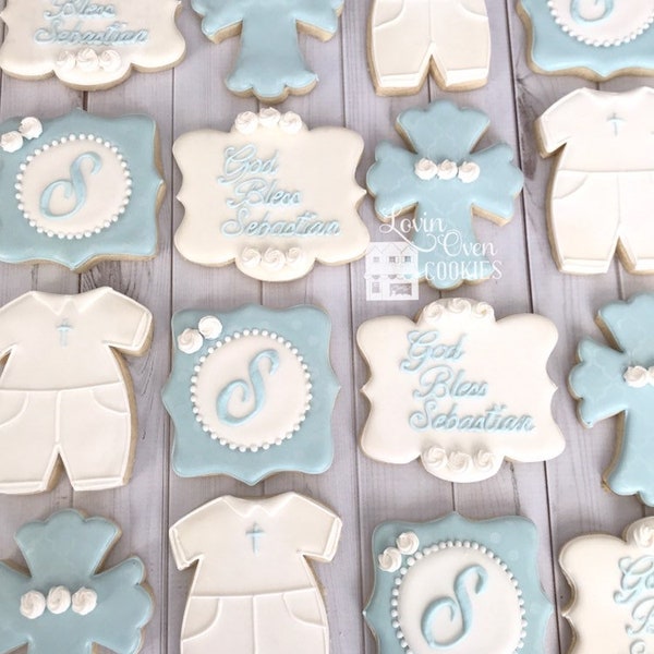 Baptism Cookies Boy - Etsy