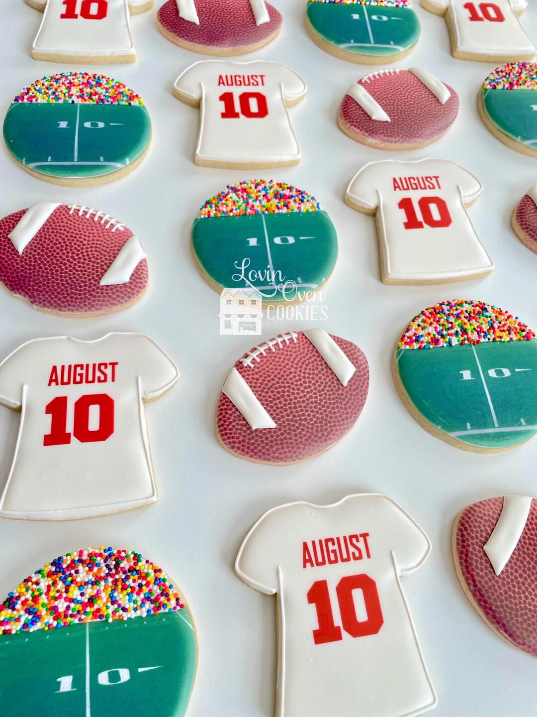 Football Themed Decorated Sugar Cookies, 1 Dozen Cookies, Birthday ...
