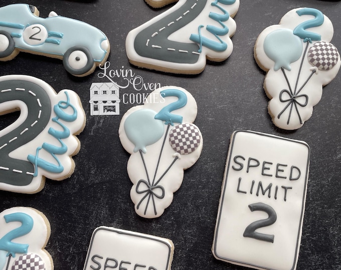 Two Fast Birthday Royal Icing Cookies, Car Racing Party, Car Birthday ...