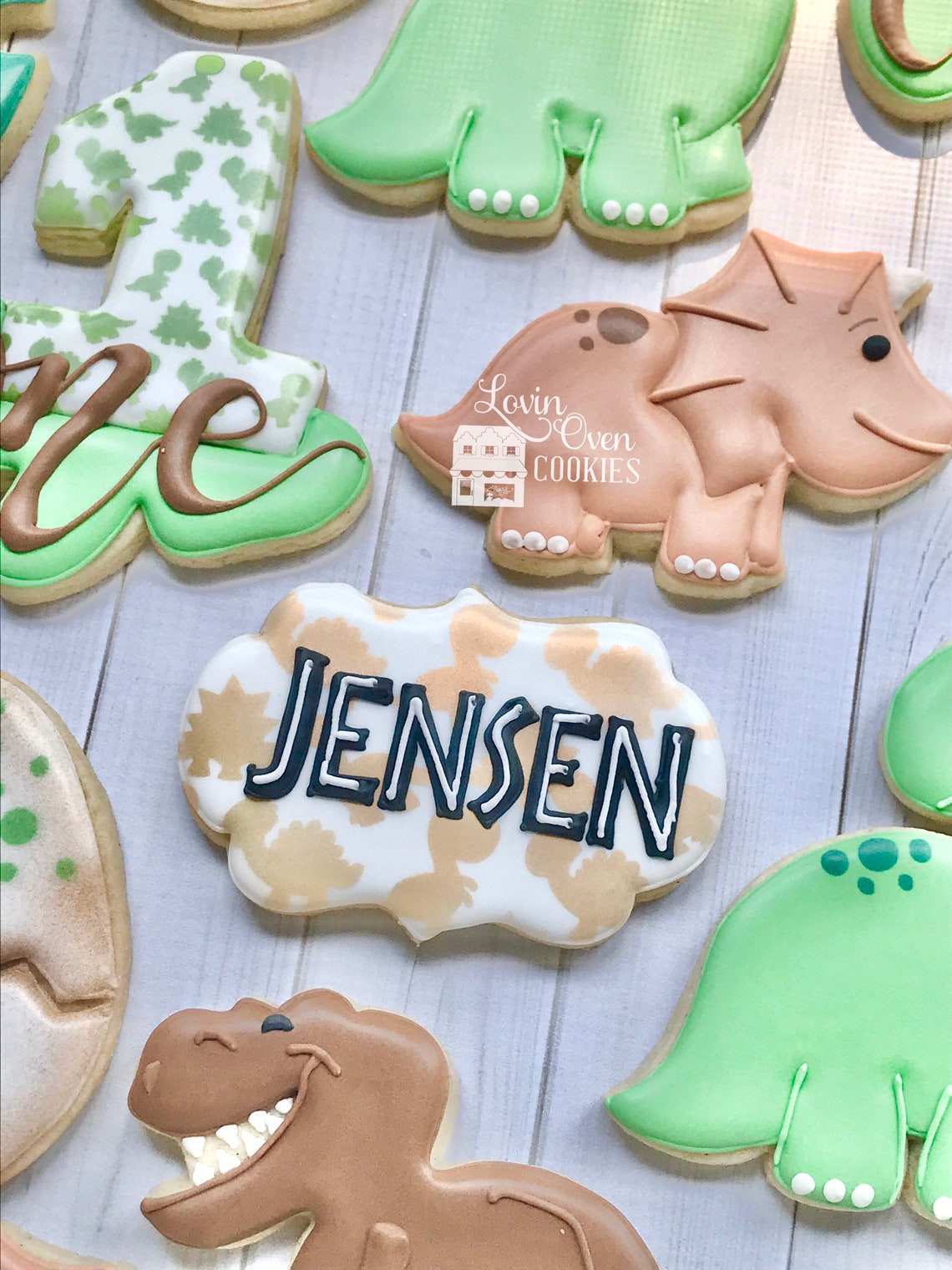 Dinosaur Themed Decorated Sugar Cookies, 1 Dozen Cookies, Dino Cookies ...