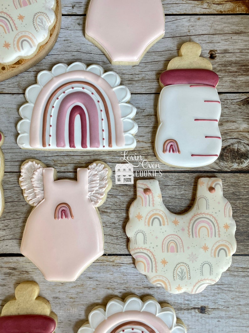 Boho Baby Shower Decorated Sugar Cookies, 1 Dozen Cookies, Shower Favor ...