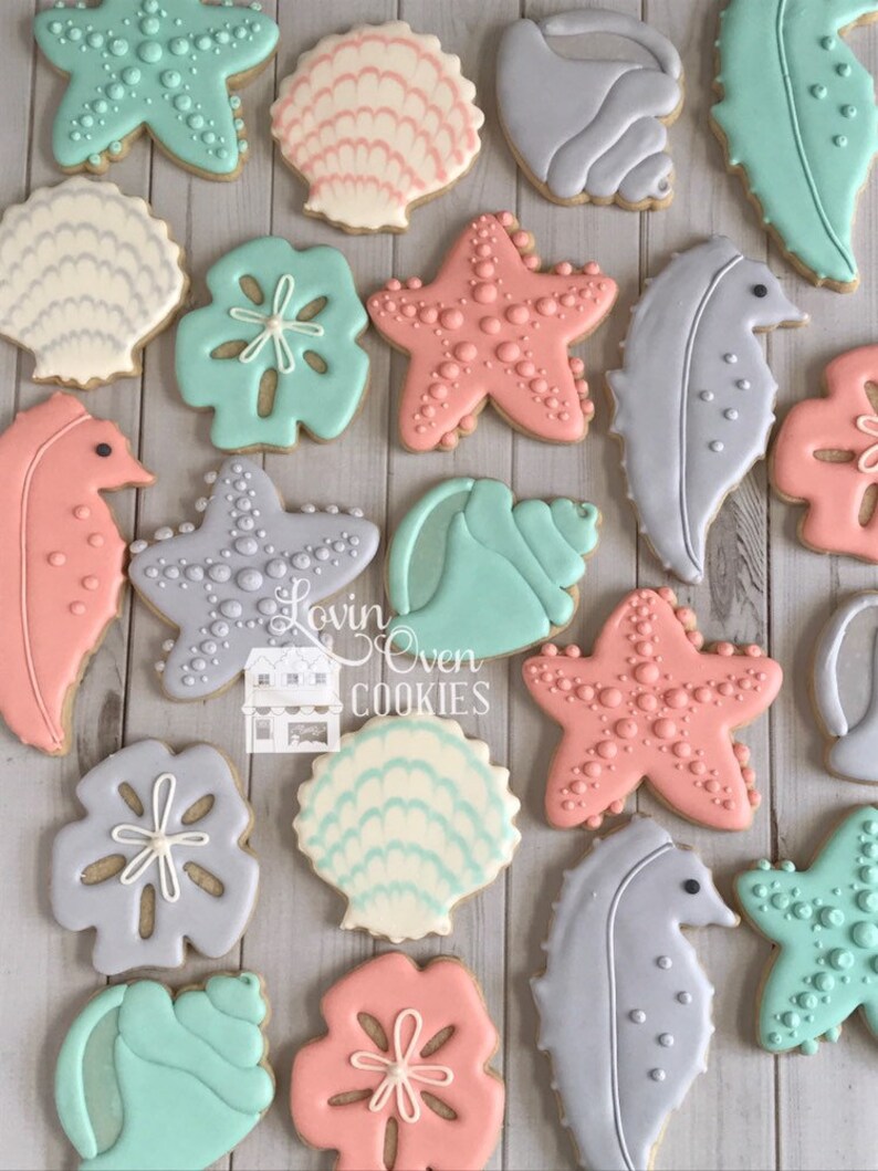 Under the Sea Theme Decorated Sugar Cookies 1 Dozen Shells / | Etsy