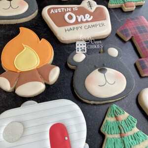 One Happy Camper Theme Decorated Sugar Cookie, 1 Dozen Cookies, Camping ...