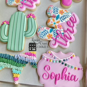 Fiesta Birthday Decorated Sugar Cookies, 1 Dozen Cookies, Birthday ...