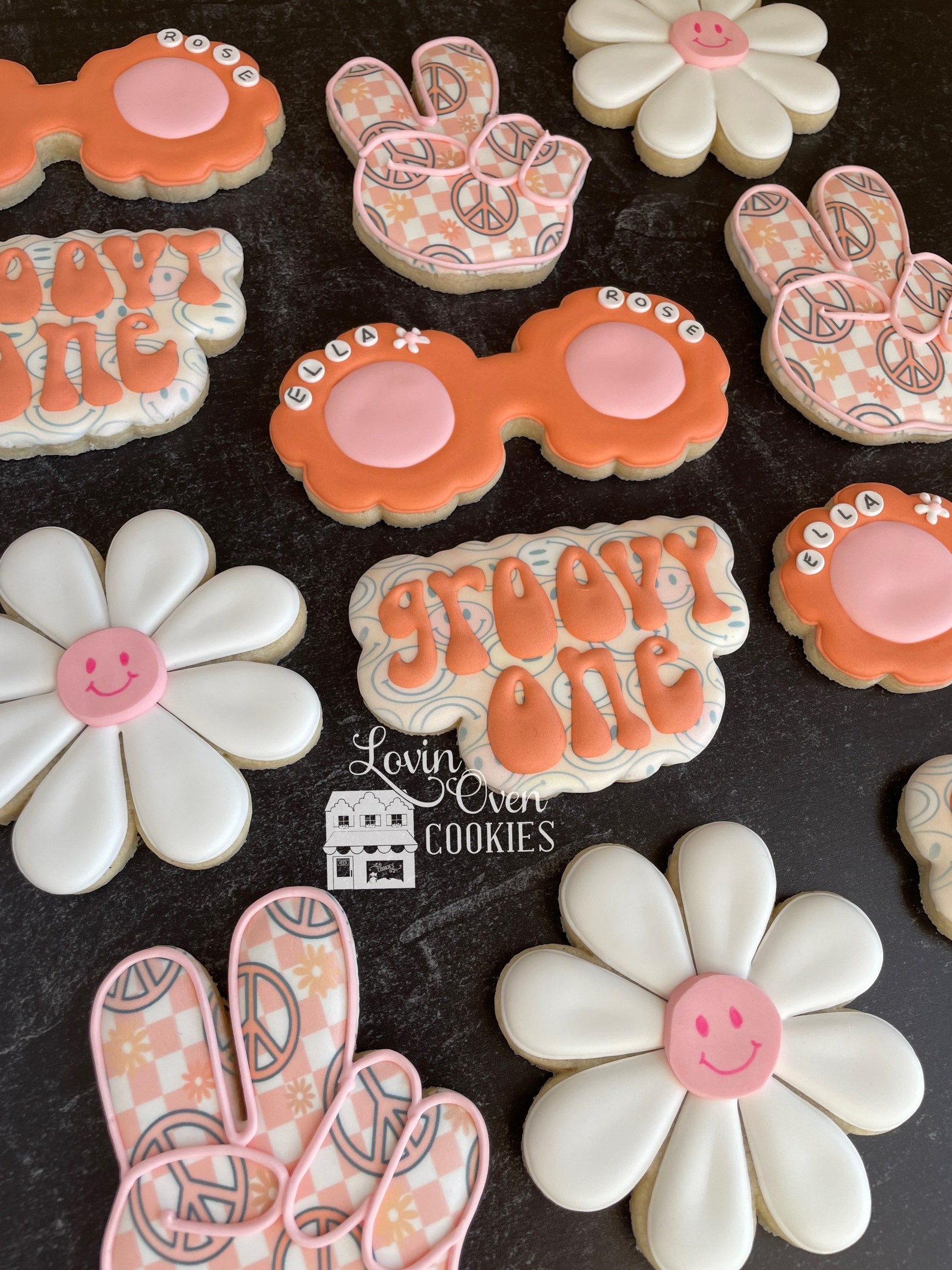 Two Groovy Decorated Sugar Cookies One Dozen Birthday - Etsy