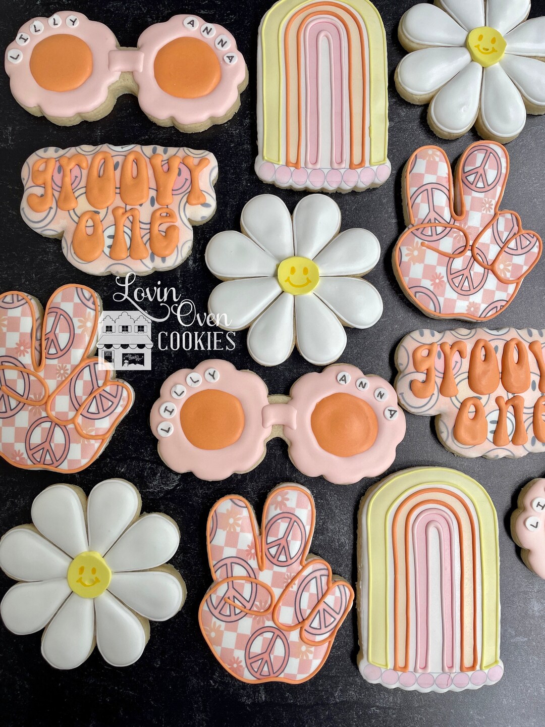 Groovy One Decorated Sugar Cookies, 1 Dozen Cookies, Birthday Party ...