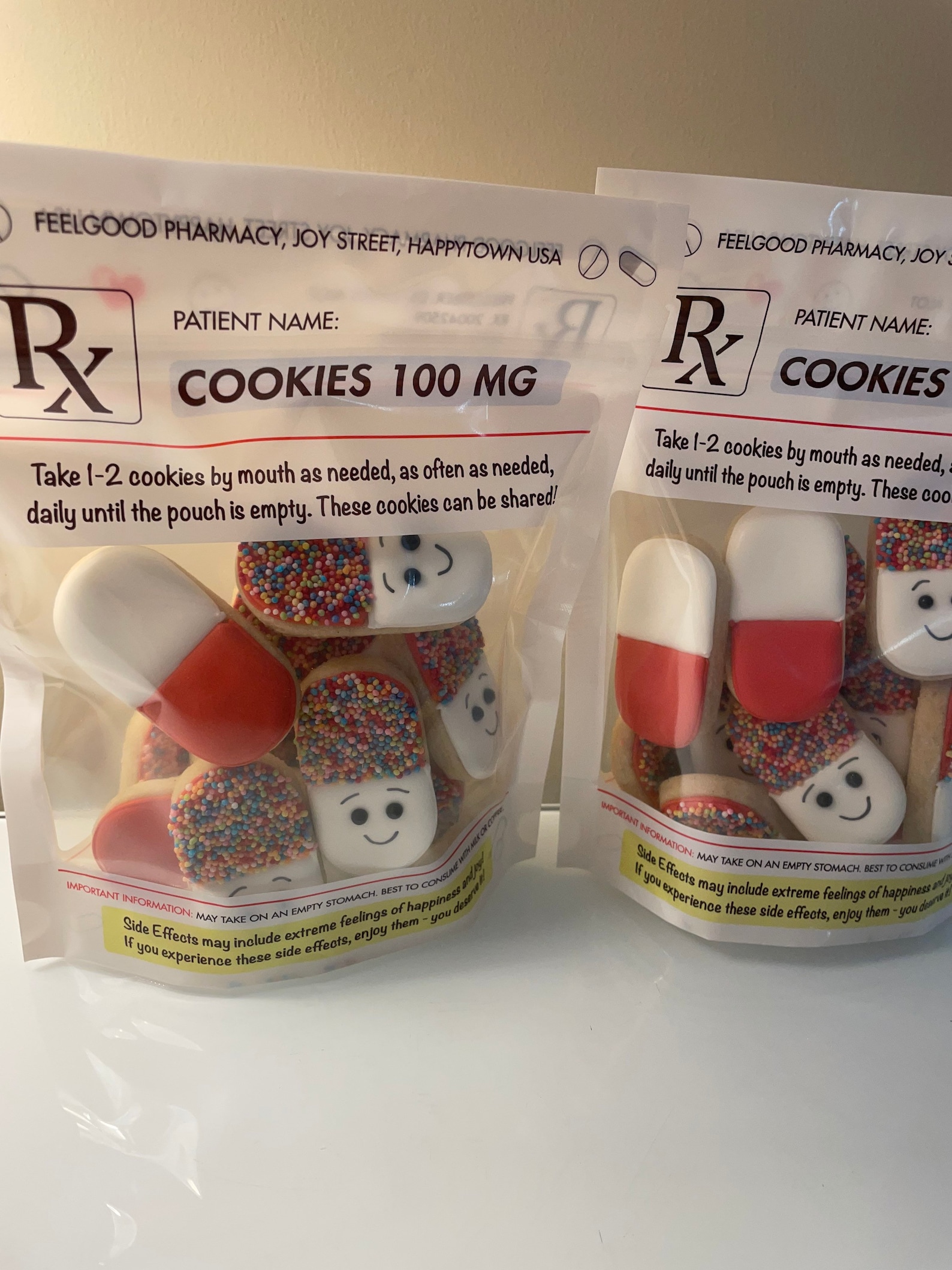 Happy Pill Decorated Sugar Cookies, 1 Dozen Mini Cookies, Get Well Gift ...