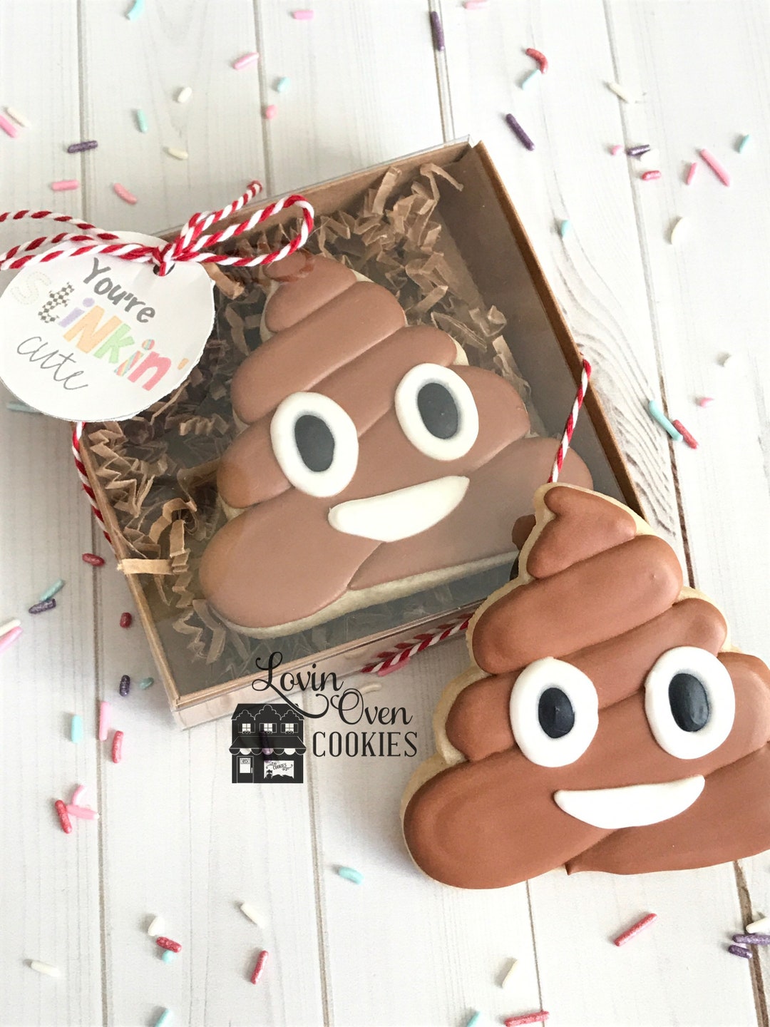 2 Youre Stinking Cute Poop Emoji Valentine's Day Decorated Sugar ...