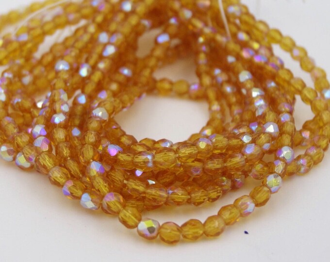 Czech Glass 3mm Fire Polished Topaz AB 50 Pieces - Etsy