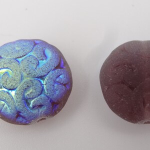 Glass Brocade 14mm Coin Bead Matte Amethyst AB 6 Pieces. - Etsy