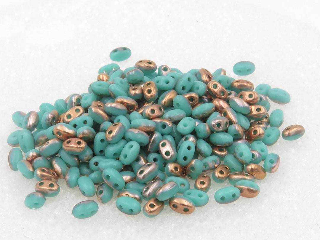 2 Hole Smooth Superduo 2.5x5mm Beads Green Turquoise Capri 10 Gram - Etsy
