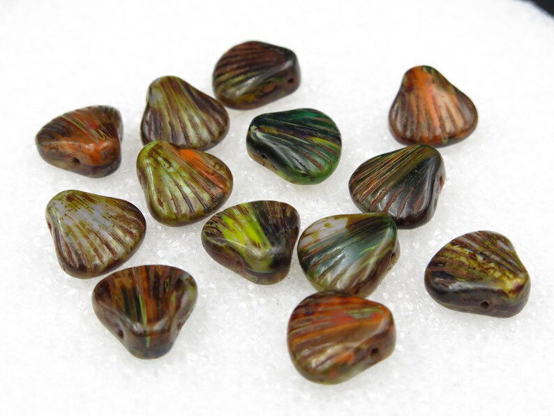 Glass 15mm Shell Beads Rustic Picasso Mix Seashell Beads | Etsy