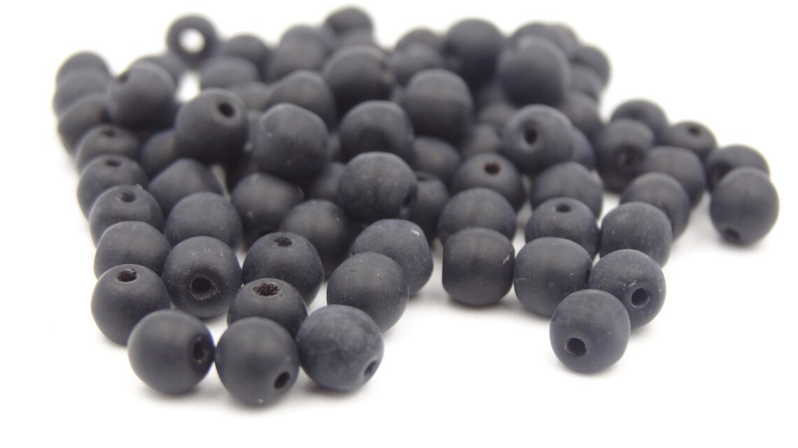Glass 4mm Jet Matte Round Bead 50 Pieces - Etsy