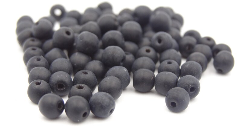 Glass 4mm Jet Matte Round Bead 50 Pieces - Etsy