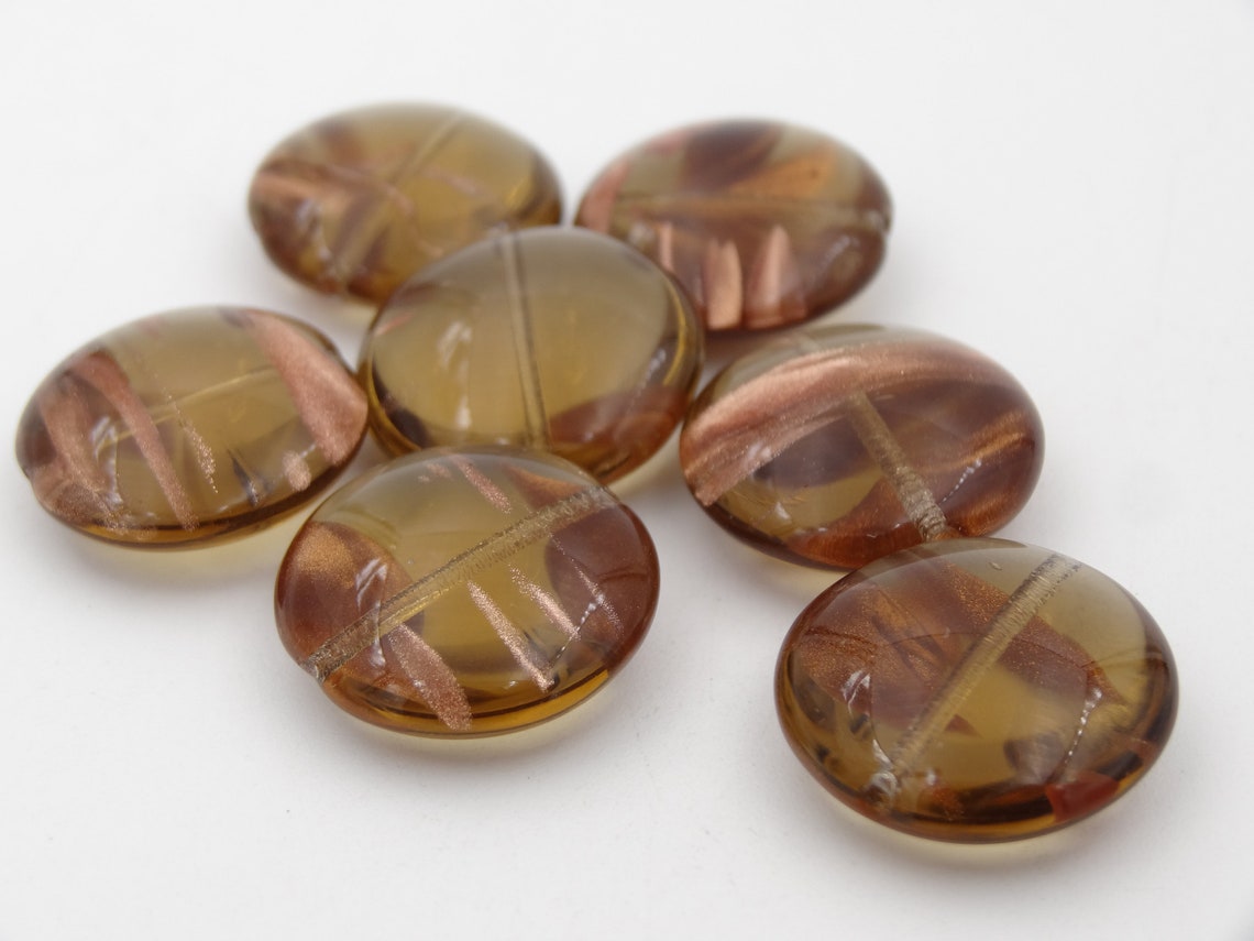 18mm Glass Topaz Aventurine Button Shape - Amber Copper Aventurine ...