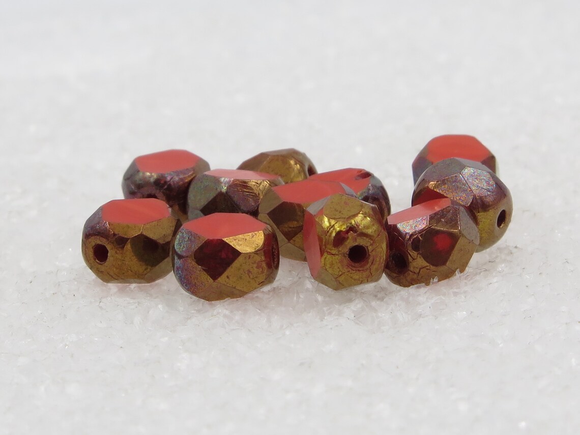 6mm Coin Fire Polished, Faceted Coral Bronze Beads, 25 Pieces - Etsy