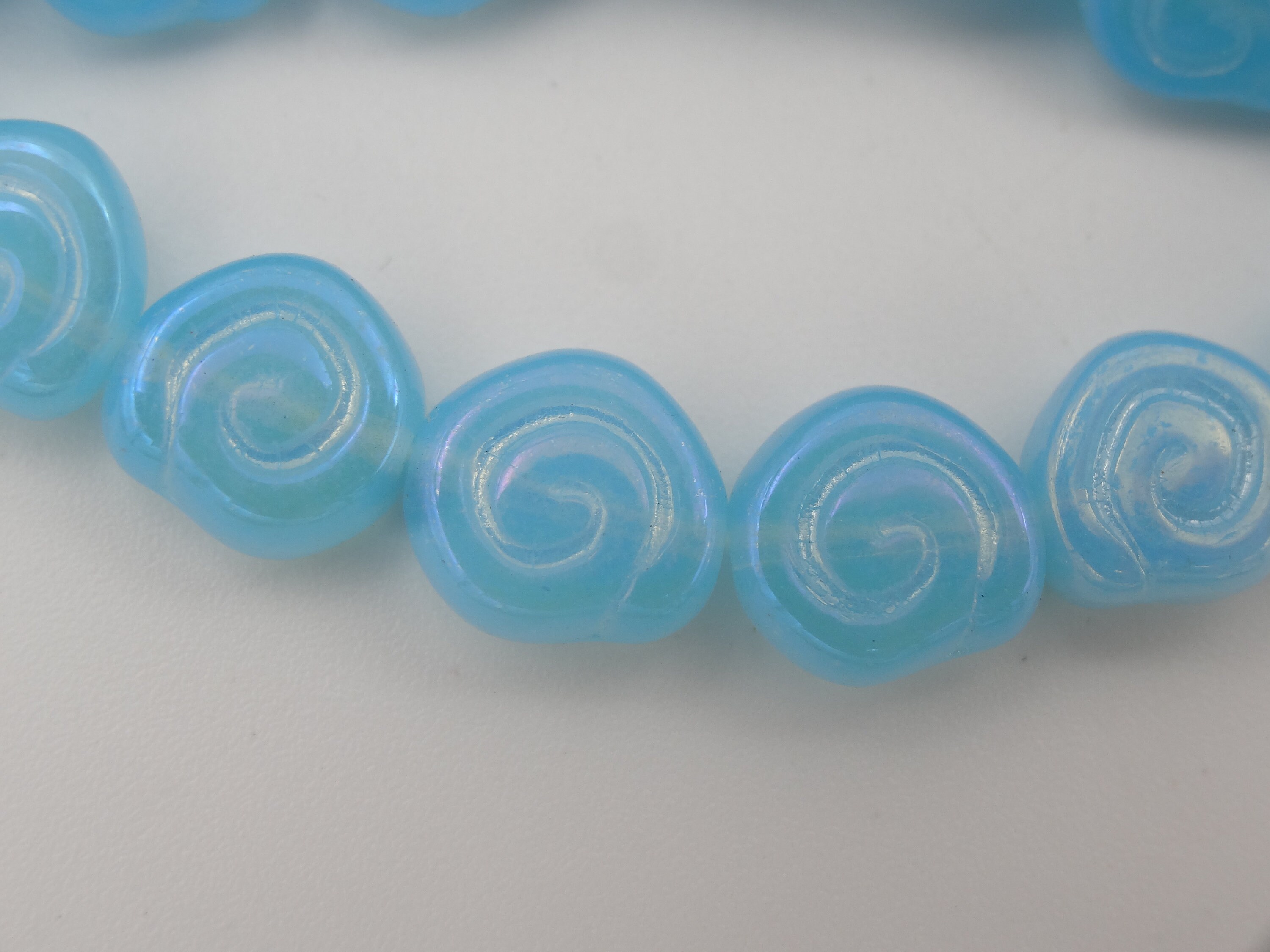 Czech Glass 8mm Blue Opal Ab Snail Shell Swirl Spiral Bead 25 Pieces - Etsy