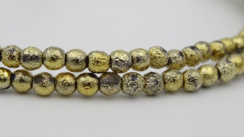 Glass 4mm Etch Metallic Gold Round Beads 50 Pieces - Etsy