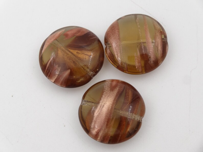 18mm Glass Topaz Aventurine Button Shape - Amber Copper Aventurine ...