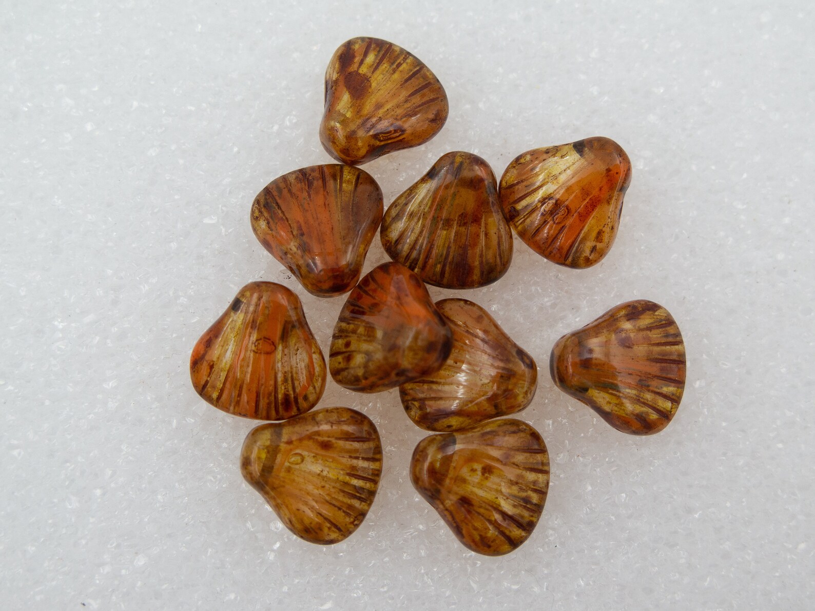 Glass 15mm Shell Beads Deep Amber Picasso Seashell Beads - Etsy