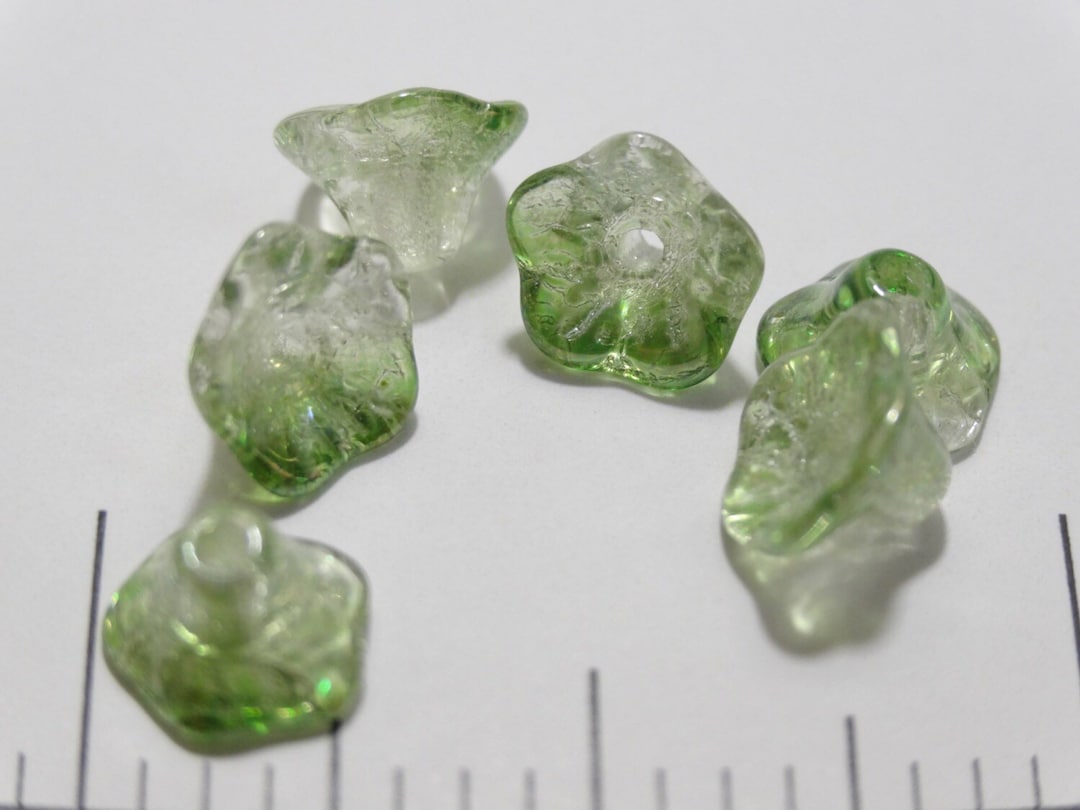 Czech Glass Flower Cup Bead 7x5mm Half Green Lumi 25 Pieces - Etsy