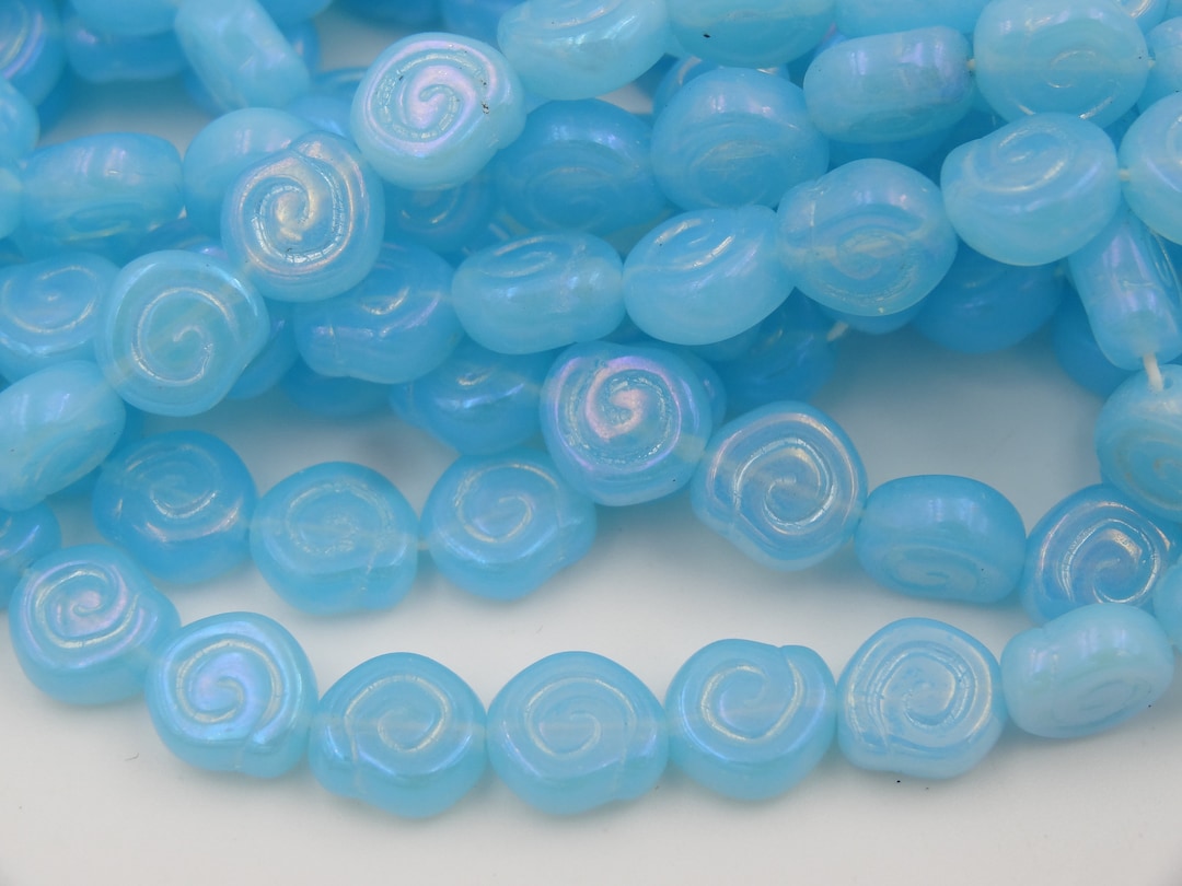 Czech Glass 8mm Blue Opal Ab Snail Shell Swirl Spiral Bead 25 Pieces - Etsy