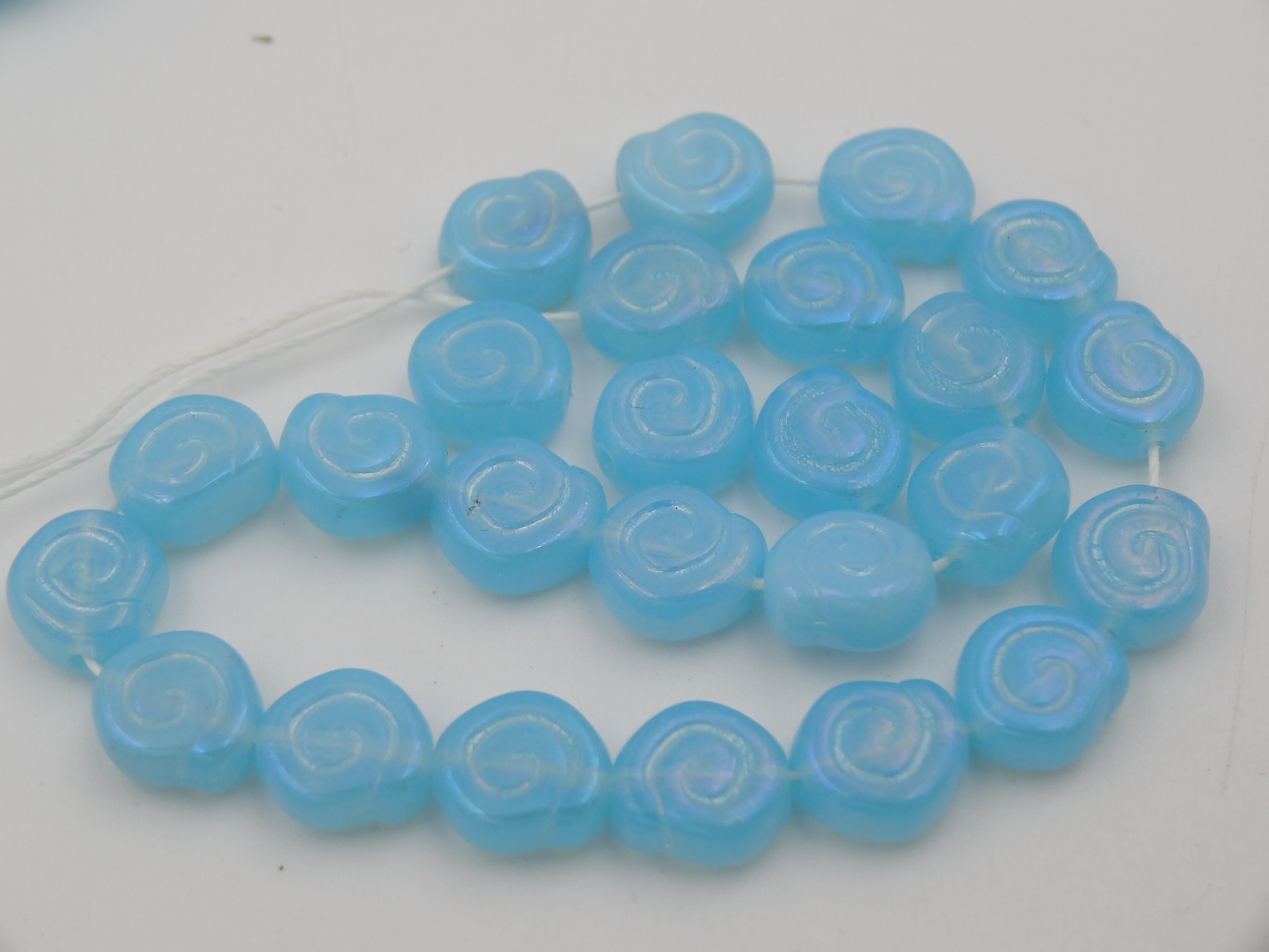 Czech Glass 8mm Blue Opal Ab Snail Shell Swirl Spiral Bead 25 Pieces - Etsy