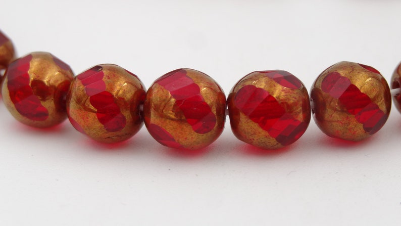 Baroque 8mm Glass Beads Ruby Gold 25 Pieces | Etsy
