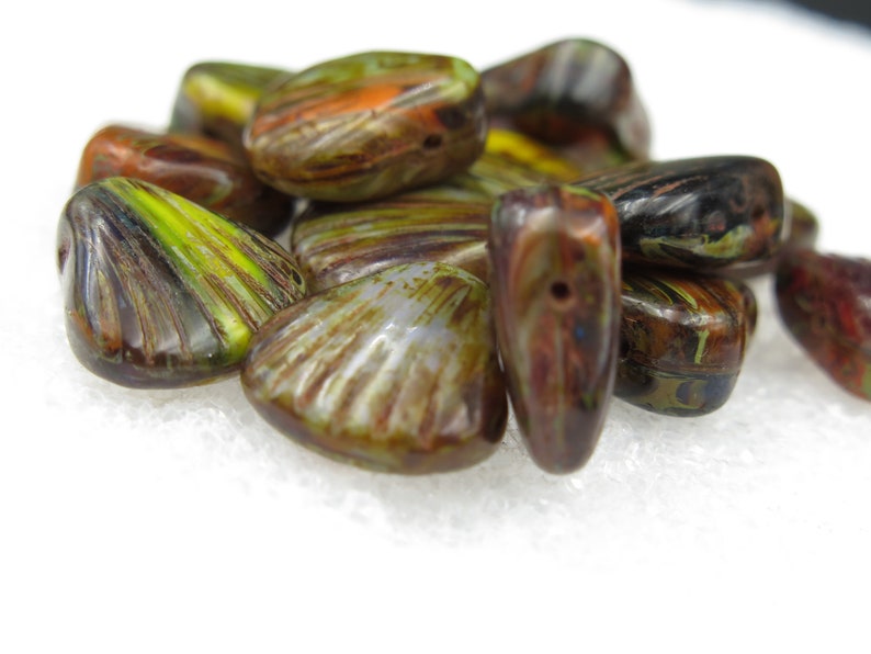 Glass 15mm Shell Beads Rustic Picasso Mix Seashell Beads | Etsy