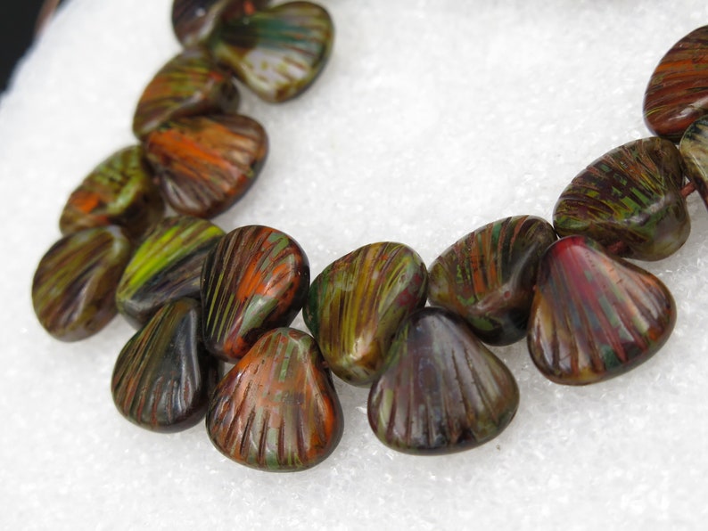 Glass 15mm Shell Beads Rustic Picasso Mix Seashell Beads | Etsy