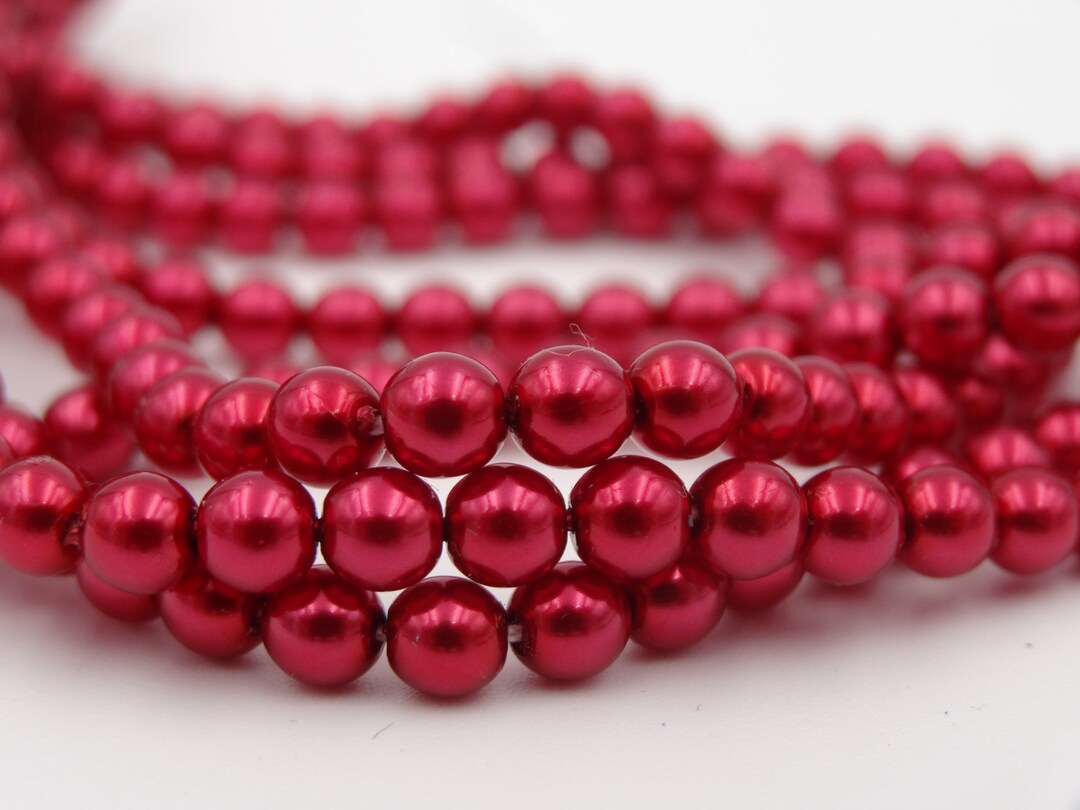 Red Pearl Czech Glass Beads 4mm Round 50 Pieces - Etsy