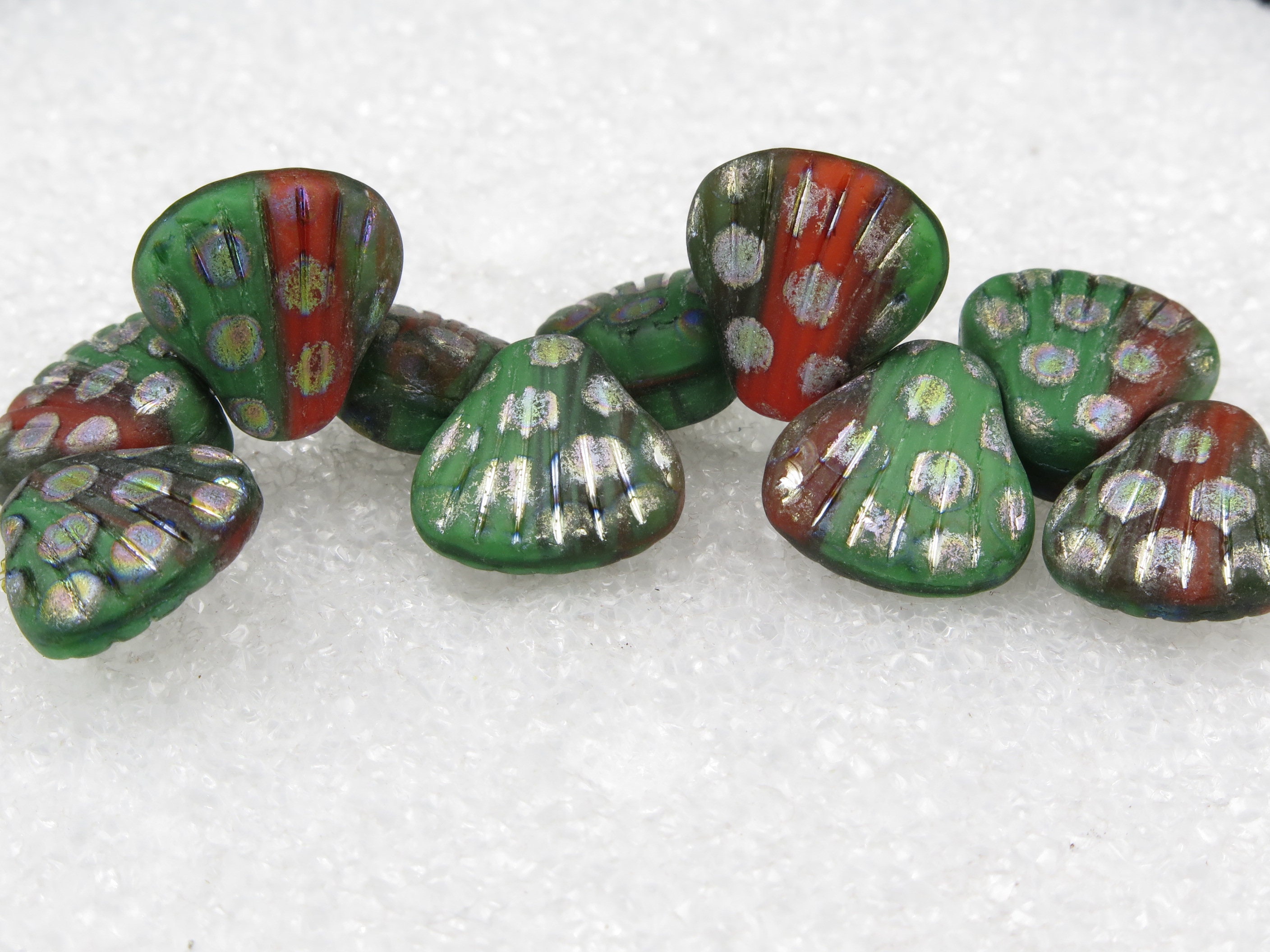 Glass 15mm Shell Beads Matte Sierra Peacock Seashell Beads | Etsy