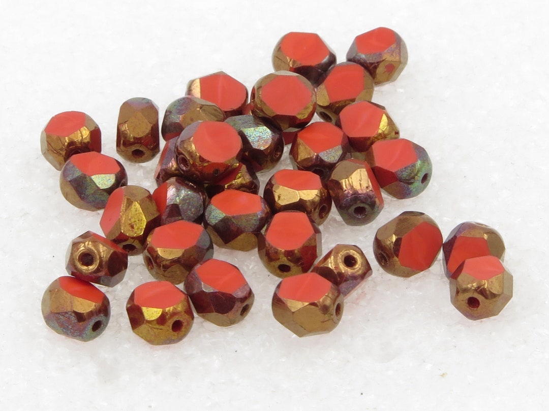 6mm Coin Fire Polished, Faceted Coral Bronze Beads, 25 Pieces - Etsy
