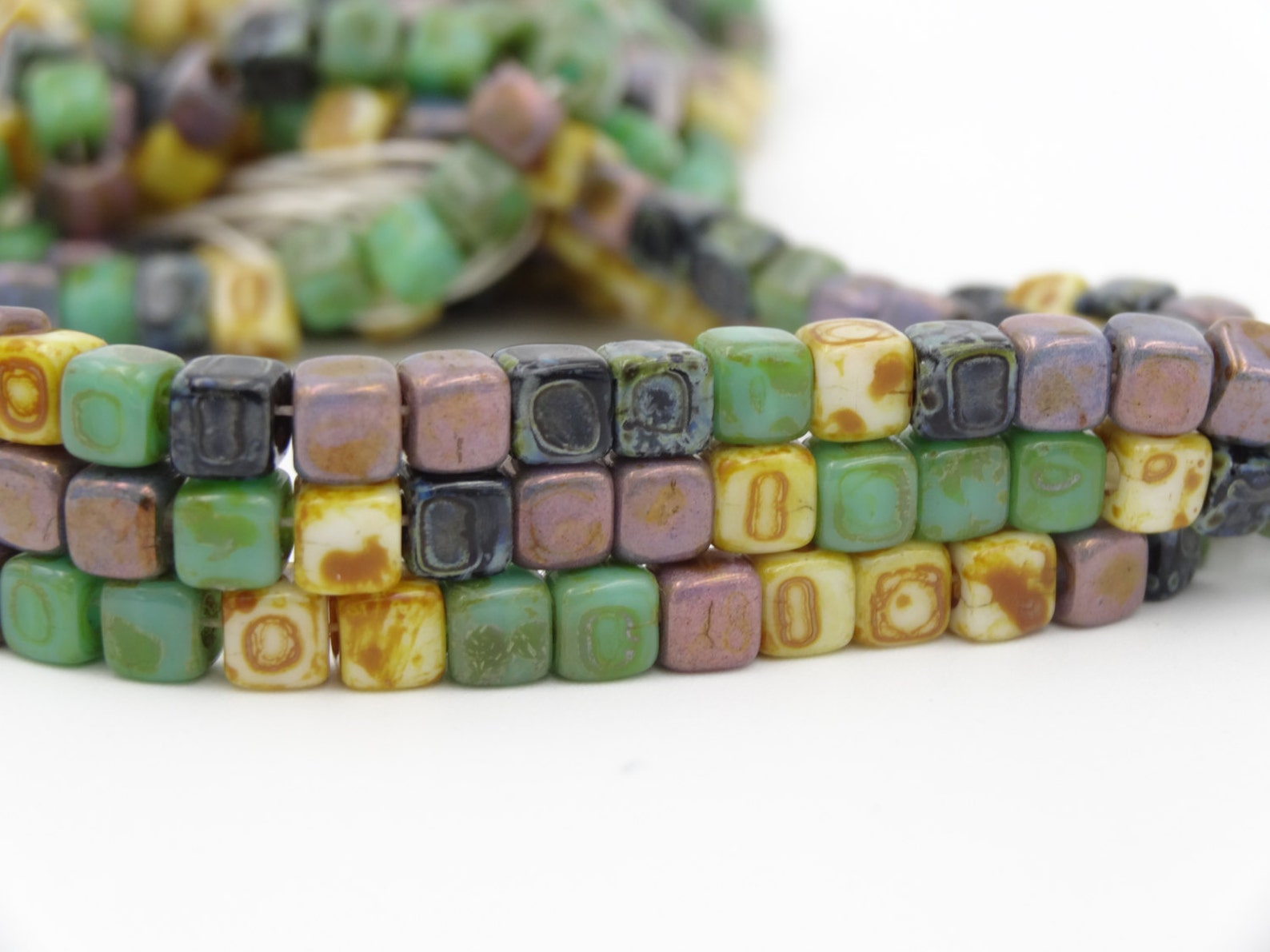 Czech Glass 6/0 Cubix Opaque Picasso Mix 3 Strands - Etsy