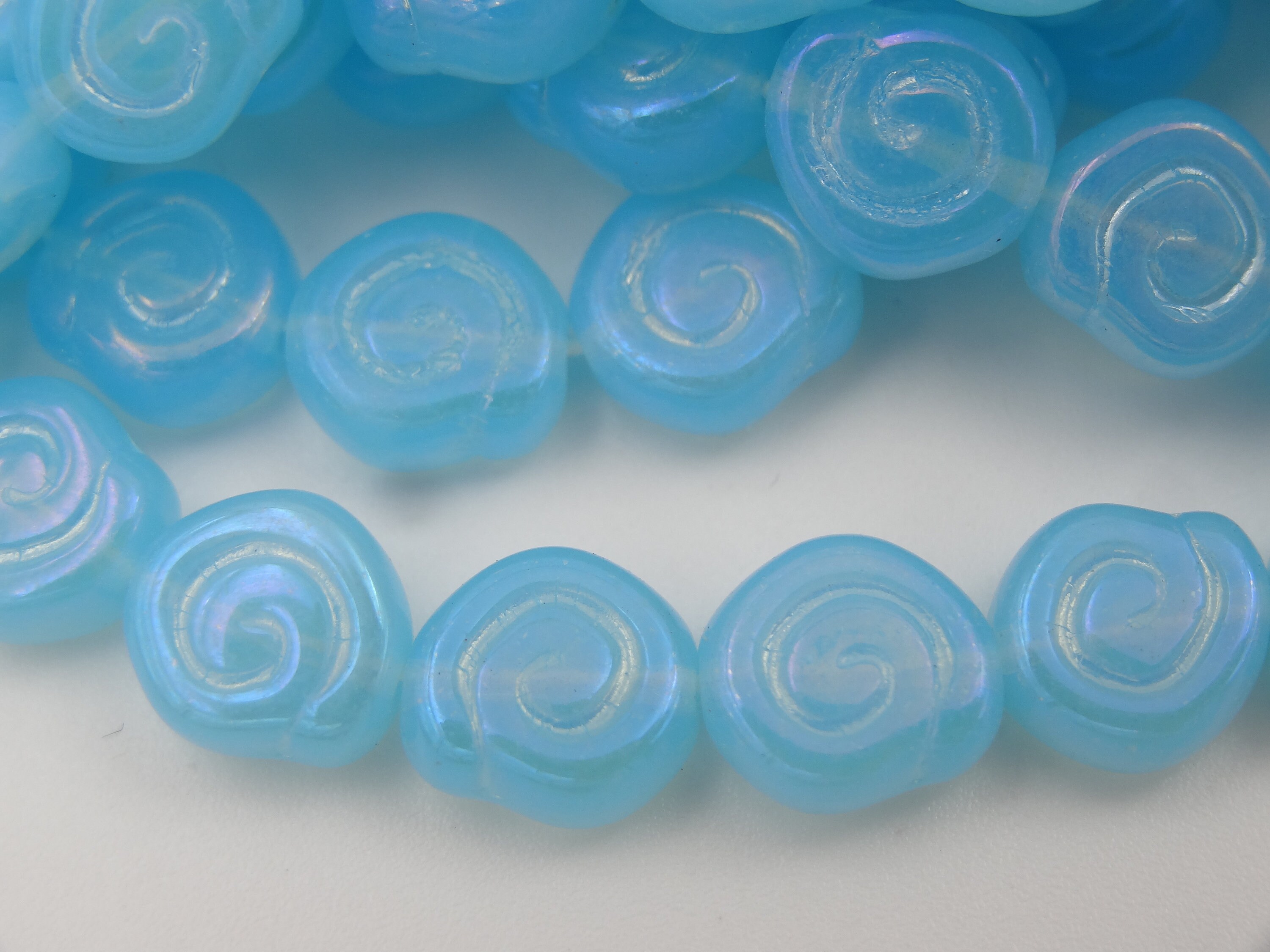 Czech Glass 8mm Blue Opal Ab Snail Shell Swirl Spiral Bead 25 Pieces - Etsy