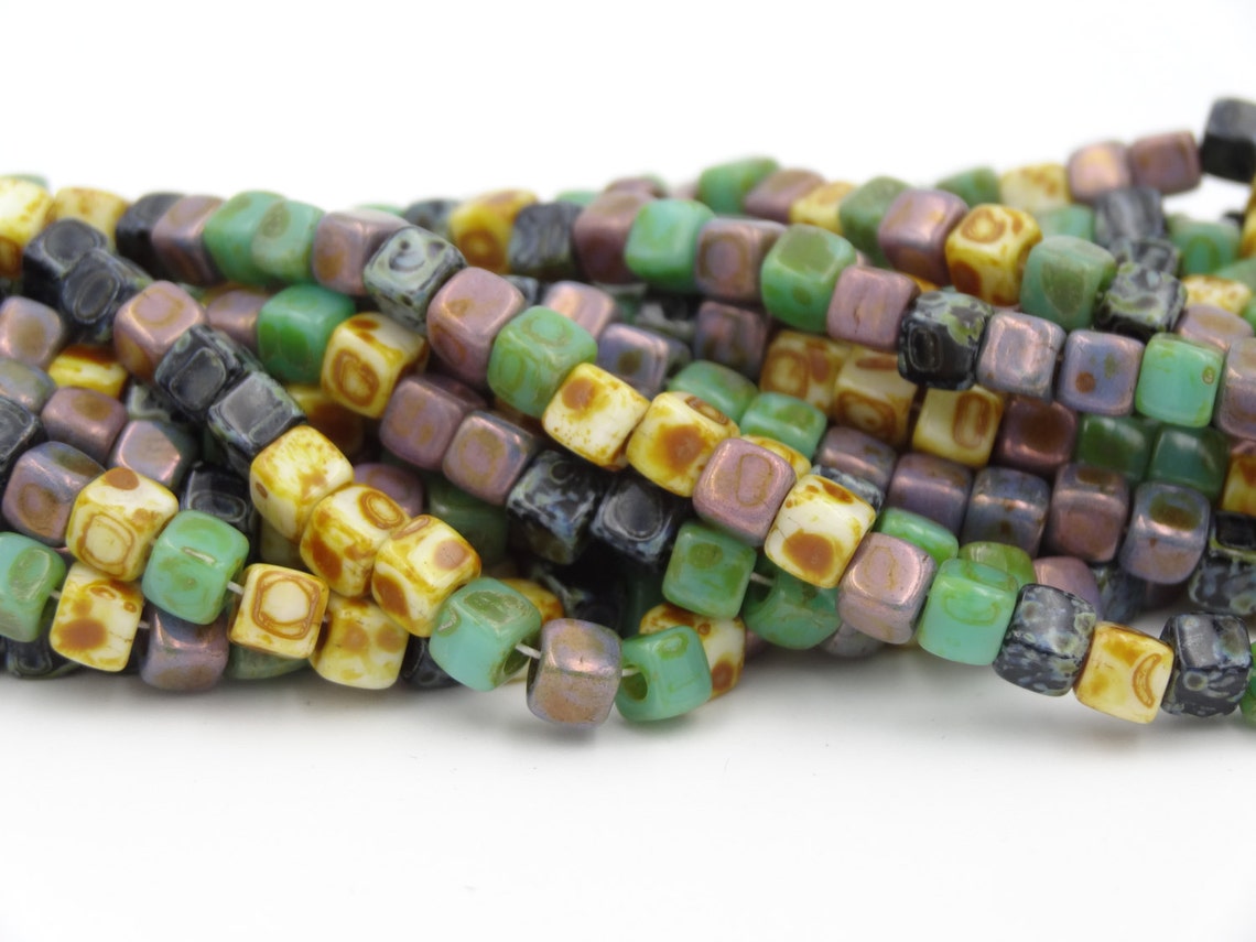 Czech Glass 6/0 Cubix Opaque Picasso Mix 3 Strands - Etsy