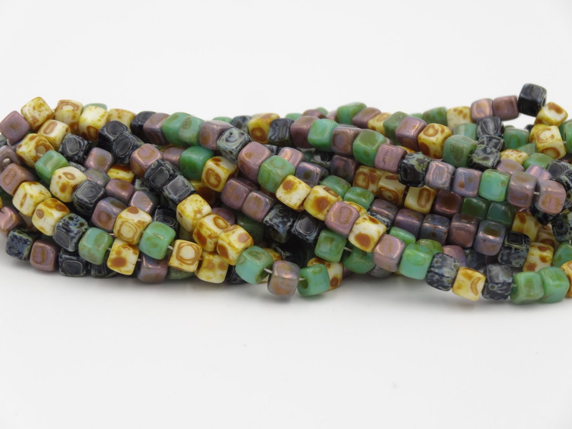 Czech Glass 6/0 Cubix Opaque Picasso Mix 3 Strands - Etsy