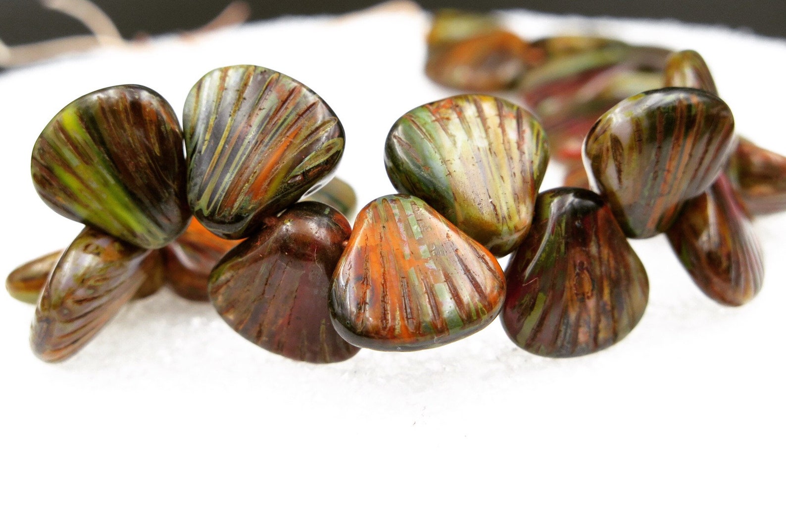 Glass 15mm Shell Beads Rustic Picasso Mix Seashell Beads | Etsy