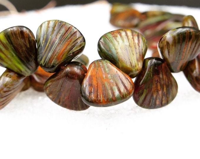 Glass 15mm Shell Beads Rustic Picasso Mix - Seashell Beads Beach ...