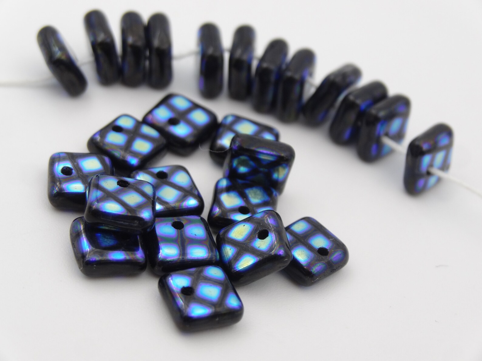 Jet Peacock Squarelets Czech Glass Bead 6mm Square 25 Pieces - Etsy
