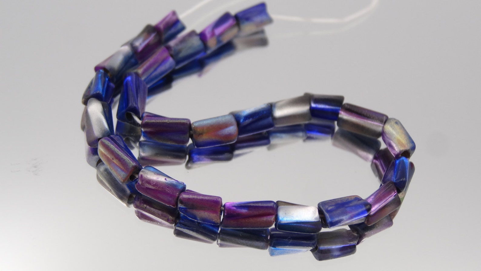 7x5mm Twisted Bugle Triangle Magic Blue 3 Strand Hank - Etsy