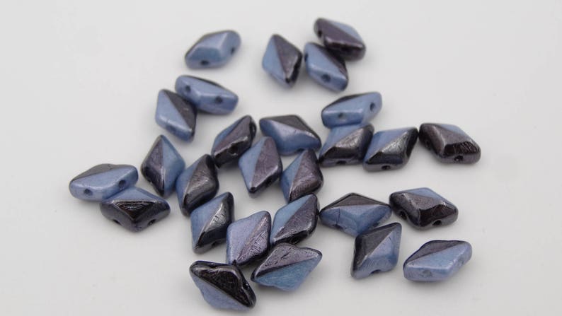 Gemduo 2 Hole 8x5mm Diamond Shape Duet Black White Blue Luster Matubo ...